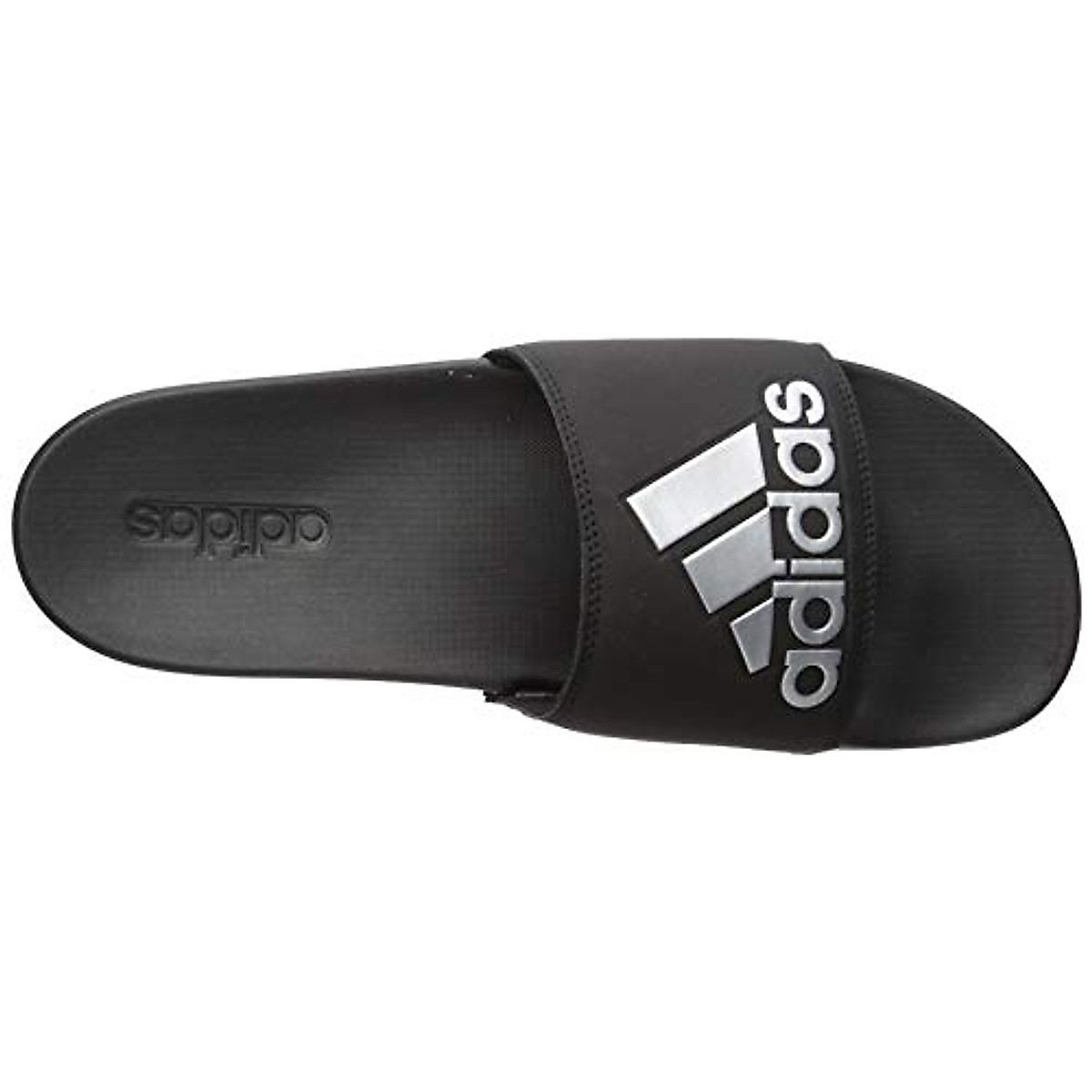 adidas Women's Adilette Comfort Slides Sandal, Core Black/Silver Metallic/Core Black, 11