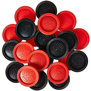24 Replacement Checkers - Extra Red/Black Interlocking Plastic Pieces for Board Games and Rec Rooms, 1 1/2 Inch Wide