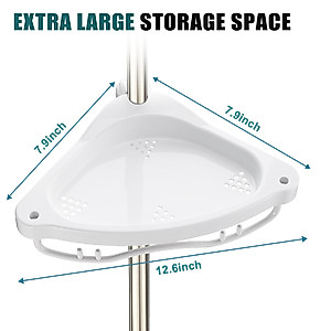 HOSKO Shower Caddy Tension Pole, 4-Tier Adjustable Tension Rod Shower Caddy Corner, Rustproof Shower Organizer Corner Shelf 54 to 114 Inch