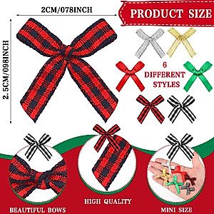 200 Pieces Christmas Tiny Bows Mini Christmas Bows Satin Ribbon Bows Mini Craft Ribbon Wreaths Bows for Sewing DIY Craft Wedding Decoration (Cute Style)