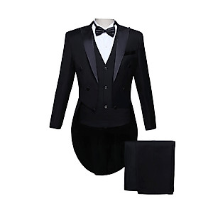 Mens Formal Tuxedo Jacket Set Solid Slim Fit Tailcoat Blazer Sets Swallowtail Dinner Party Wedding Tux Dress Coat (Black 1,XX-Large)