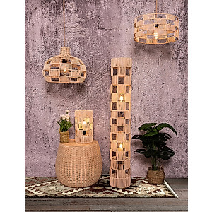 ELE LIGHT & DECOR Modern Standing Floor Lamp for Living Room & Bedroom 2-Lights Handcrafted Natural Rattan Corner Lamp with Bamboo, Perfect Boho Decor for Home Coastal Tall Lamps