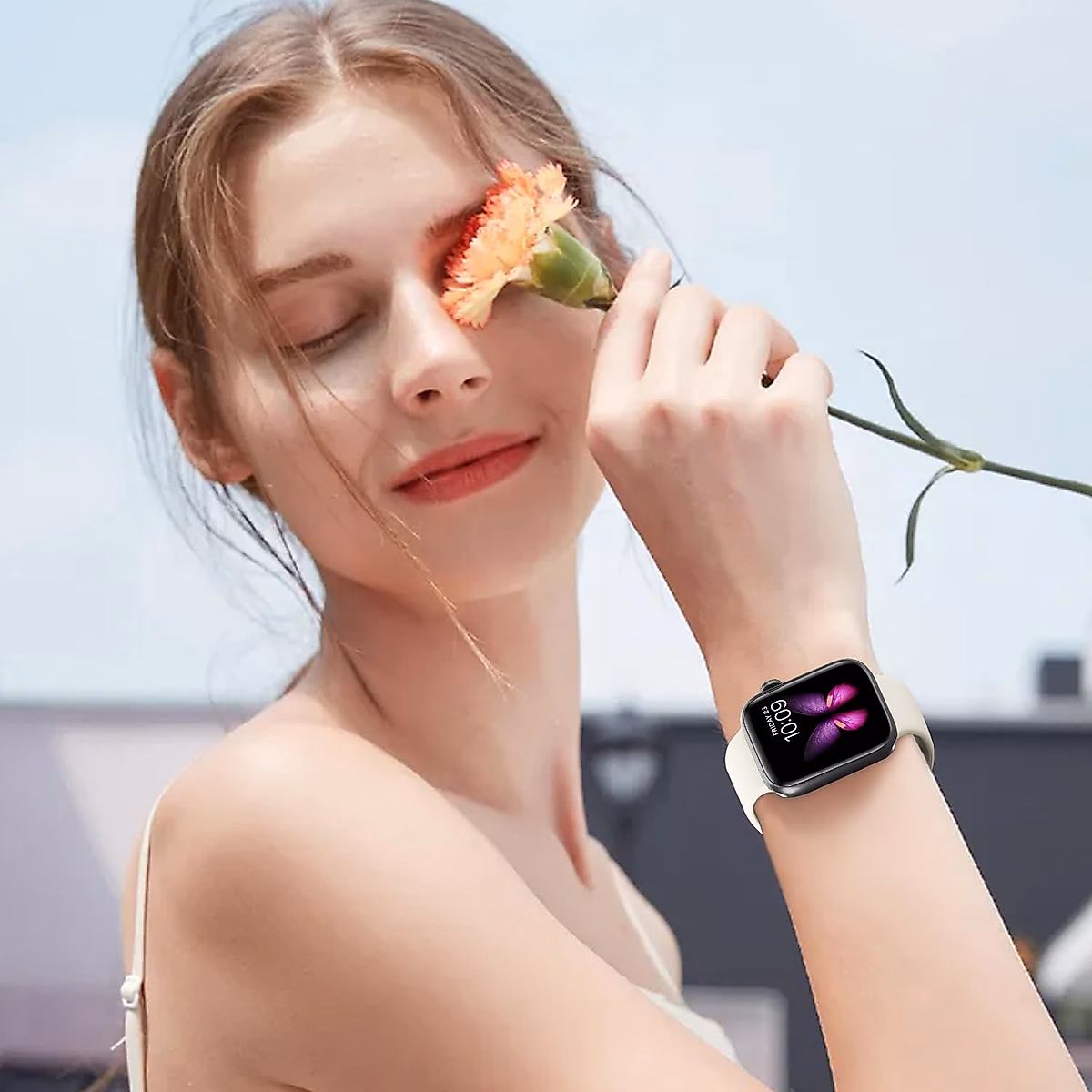 Tighesen Sport Bands Compatible with Apple Watch Band Ultra 2/Ultra SE Series 10/9/8/7/6/5/4/3/2/1 38mm 40mm 41mm 42mm 44mm 45mm 46mm 49mm S/M M/L for Women/Men Silicone iWatch Band