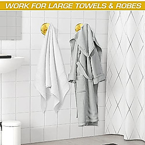 Towel Hooks, 4 Packs Powerful Heavy-Duty Wall Hooks,Premium 304 Stainless Steel Towel Hook,Coat Hooks,Towel Hook for Wall Mounted, Gold Towel Hooks Bathroom,Bathroom Hooks for Bath Towels