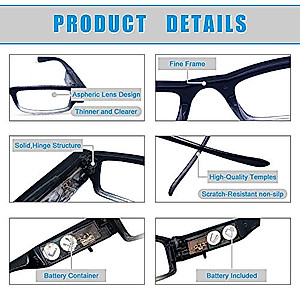 DuanMei Reading Glasses with Light Magnifying Glasses with Light Led Magnifier Eyeglasses Nighttime Reader Frame Eyewear