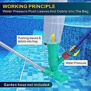 urchindj Underwater Jet Vacuum Cleaner, Portable Pool Vacuum Jet Underwater Cleaner W/Brush & 56.7" Pole, Handheld Jet Pool Vacuum for Above Ground Pool, Attach to Garden Hose