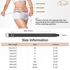 JASGOOD 2 Pack Women Leather Belt for Jeans Fashion Ladies Belts for Pants Dresses With Gold Buckle