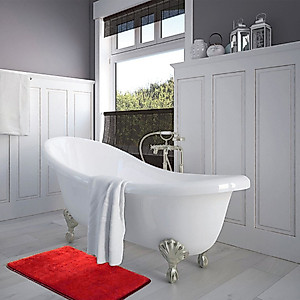 Scceatti Kitchen Rugs Absorbent Bath Mat 24 x 16 Red Floor Rug Memory Non Soft Bathroom Bath Luxurious Foam Mat Absorbent Slip Shower Rug Bathroom Products for Kitchen Floor House Decor Door Mat Prime