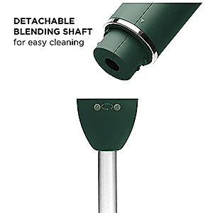 Chefman Immersion Stick Hand Blender with Stainless Steel Blades, Powerful Electric Ice Crushing 2-Speed Control Handheld Food Mixer, Purees, Smoothies, Shakes, Sauces & Soups, Forest