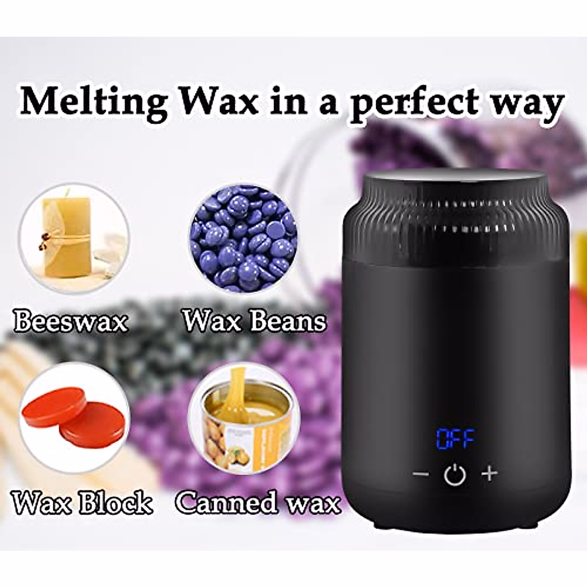 Podoy Mini Wax Pot Warmer for Hair Removal, Small Portable Travel Wax Melt Heater Machine Digital Display for SPA Salon Brow Body Nose Upper Lip Hair Waxing with 100 Wax Sticks