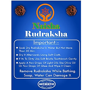 NAISHA (Pack of 3 Rudraksha Stretchable Bracelet 2 Pc. & Rudraksha Mala 108+1 Beads Necklace 5 mukhi Paanch mukhi 5 face Rudraksha, Prayer Beads, Wrist Mala Wrap, Jaap Mala, Bead Size 8 mm