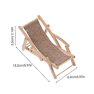 CIYODO ，， ， Chairs Decor Chaise Lounge Reclining Chair Beach Chair Doll Chair Mini Deck Chair Model Miniature Chair Miniature Deck Chair Mini House Chair Model Wood