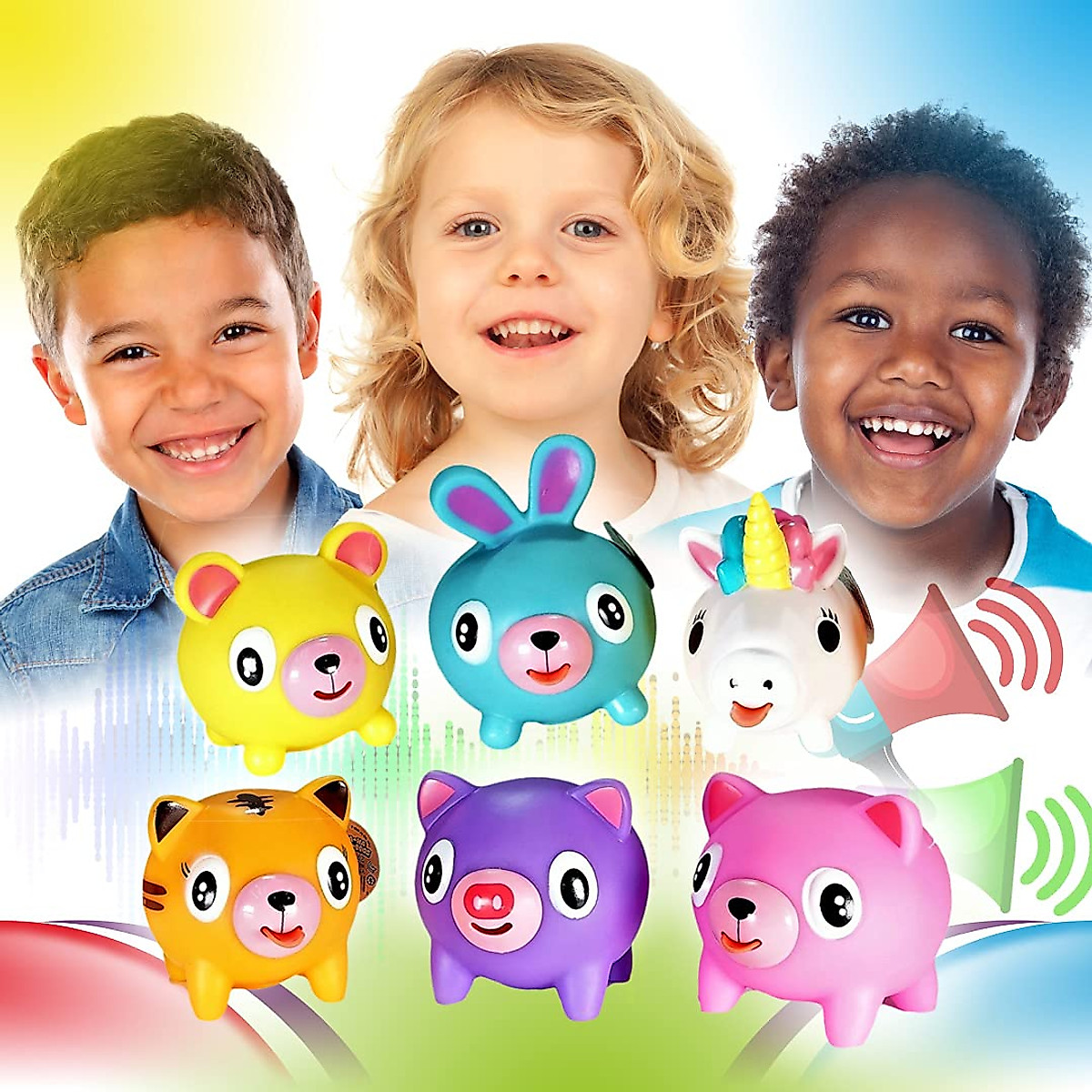 Squeeze Play and Sound Stress Ball Relievers Ball Tongue Out (12 Units) Ja-RU Screaming Talking Animal Toy for Kids & Adults, Cute Squeeze Stress Relief Soft Ball Decorations Plus Sticker 4342-12s