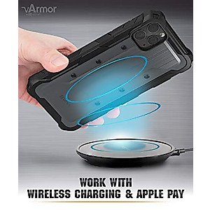 Vena vArmor Rugged Case Compatible with Apple iPhone 11 Pro Max (6.5"-inch 2019), (Military Grade Drop Protection) Heavy Duty Holster Belt Clip Cover with Kickstand - Space Gray