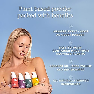 Cleo+Coco - Natural Dry Shampoo Powder - For Body & Hair - For Women - Absorb Odor & Sweat - Essential Oils & Arrowroot Powder - Free of Talc & Parabens - PCR - Made in USA - Grapefruit Bergamot - 4oz