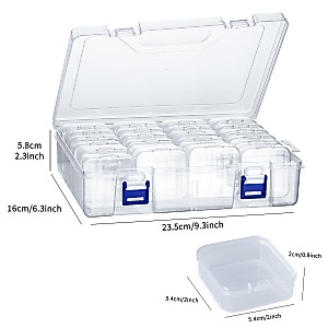 doovide Bead Organizer Box, 24 PCsPieces Small Storage Containers,Mini Clear Cute Bead Storage organizer with Lids and Rectangle Clear Craft Supply Case