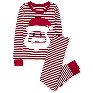 The Children's Place baby girls Family Matching Christmas Holiday Sets, Snug Fit 100% Cotton, Pajama Set, Santa Stripe, 8 US