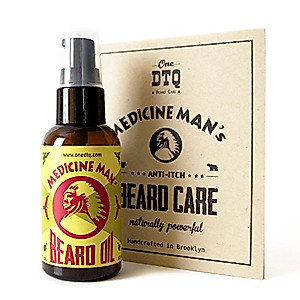 Medicine Man's Beard & Mustache Care Kit: Itchy Beard Wash 4,7 FL OZ, Anti Itch Beard Oil 2 FL OZ, Beard & Mustache Balm 2 FL OZ - in a Mustache Stamped Linen Pouch