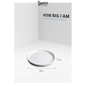 Sweese Porcelain White Dinner Plates Set of 6, 10 Inch Salad Serving Modern Round Dishes - Dishwasher, Microwave, Oven Safe, Scratch Resistant, Smooth Glaze