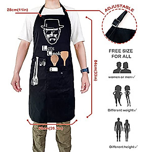 Funny Cooking Chef Apron with Pockets BBQ Kitchen Work Aprons Birthday Father's day Creative Gifts