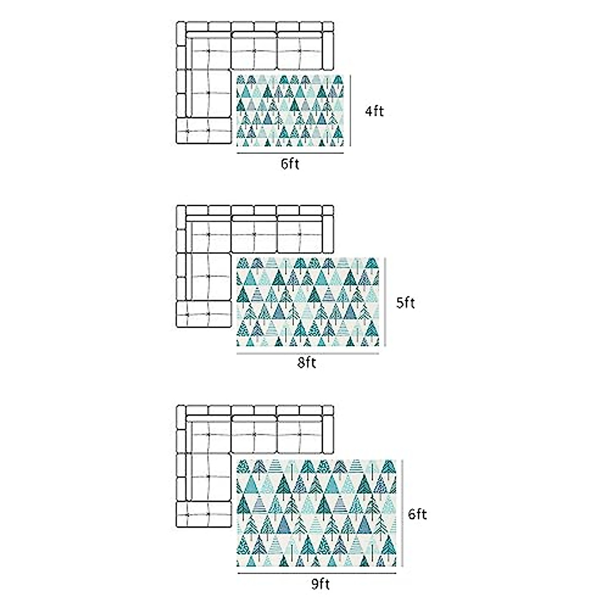 Outdoor Rugs for Patio,4x6 ft Christmas Tree Pine Tile Pattern Green Absorbent Non Slip Mats Carpet Rv Camping Area Rug Door Mat for Patios,Camper,Tent,Porch