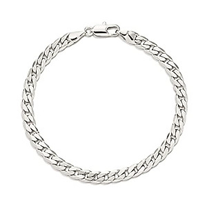 Amazon Essentials Sterling Silver Plated Curb Chain Bracelet 7.5", Sterling Silver