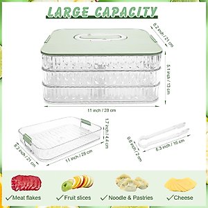 Windspeed Deli Meat Container for Fridge, 3 Layer Bacon Storage Container for Fridge Ham and Deli Meat and Cheese Containers Bacon Storage Container with Tongs