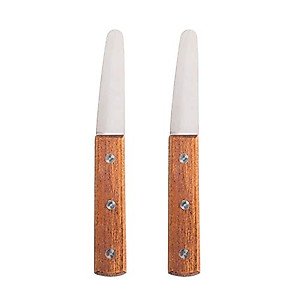 Tezzorio (Set of 2) 7-Inches Clam Knife with Riveted Wood Handle, 3-inch Stainless Steel Blade, Seafood Clam Shucking Knives
