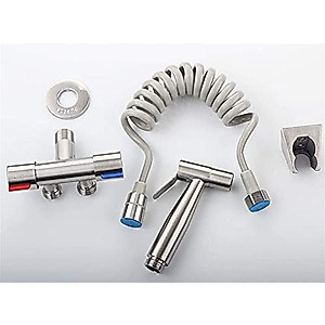 JIYTG Hand Held Bidet Toilet Sprayer Kit 4 Points 304 Multifunctional Toilet Companion Bidet Sprayer Dual tee Booster Spray Gun Set