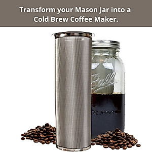Altura The TUBE+ Cold Brew Coffee Maker | Cold Brew Coffee Filter for Wide Mouth Mason Jar | Stainless Steel Cold Brew Filter The TUBE+ (64oz/2qt)