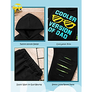 AGAPENG Toddler Boy Sweatsuit Hoodie Long Sleeve Letter Print Sweatshirt Ripped Pants Fall Winter Outfits Clothes Set Baby Boy Clothes 18-24 months Baby Boy Winter Clothes 24 Month Boy Clothes