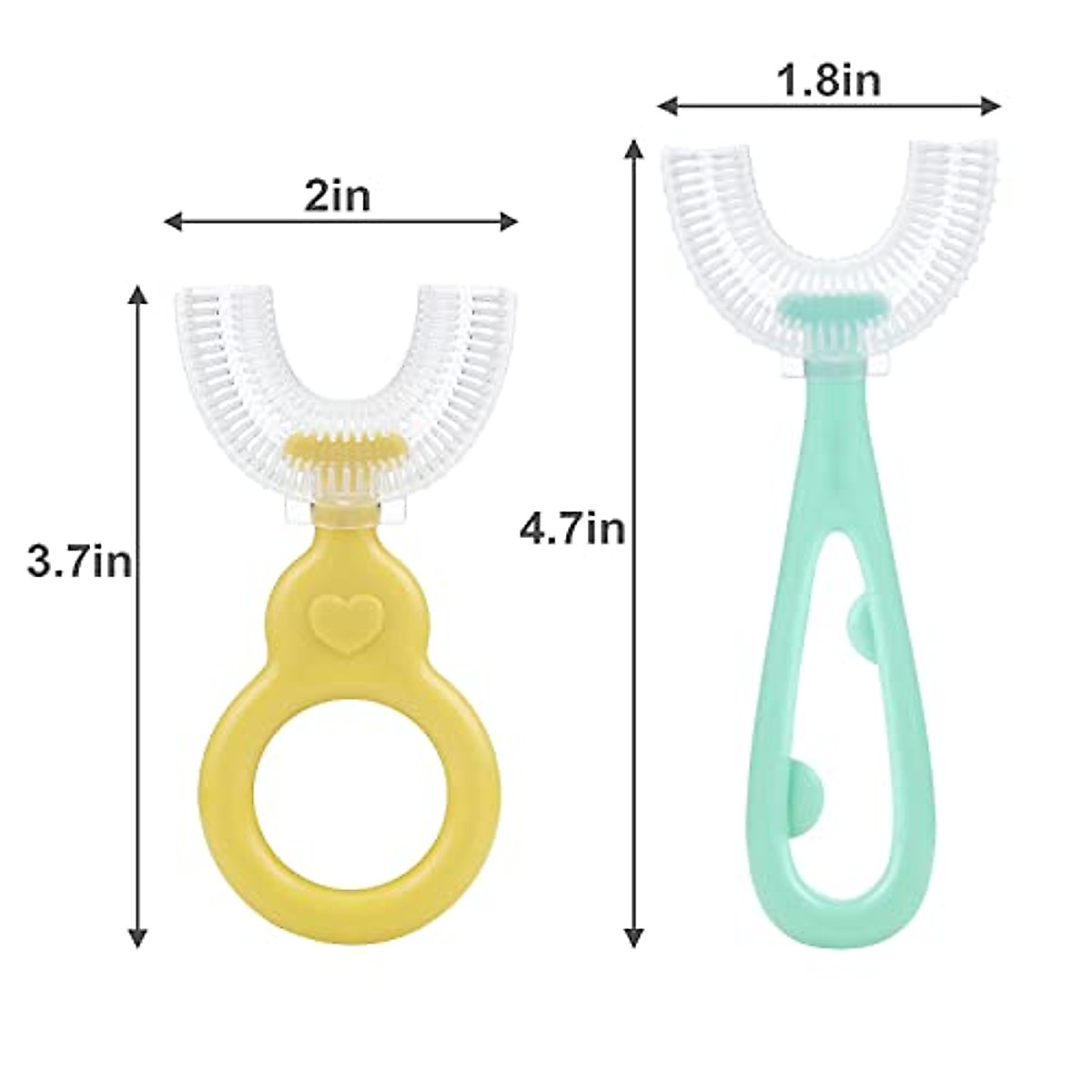 PandaEar 4 Pack U Shaped Toothbrush Kids Toddler with Soft Silicone Brush Head for Age 2-6, 2 Pack Silicone Baby Finger Toothbrush with Travel Storage Case for 3 Months+, 360 ° Whole Mouth Toothbrush