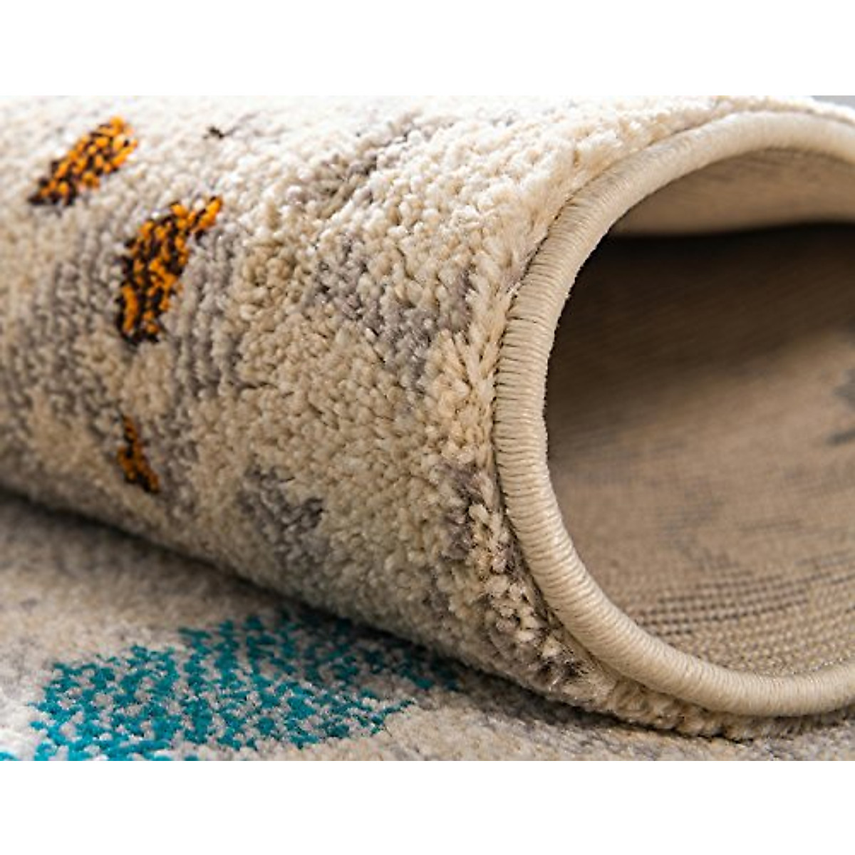 Unique Loom Estrella Collection Modern Abstract Cream Round Rug (8' 0 x 8' 0)