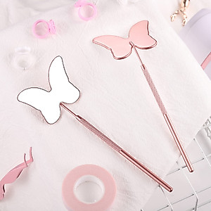 Miuffue Butterfly Lash Mirror, 2.5" Cute Eyelash Mirror, Stainless Steel Detachable Lash Mirror Makeup Mirror for Lash Extension Supplies, Pink