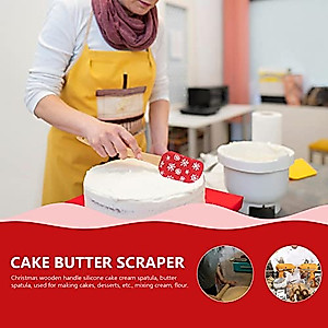 Christmas Spatula Set, 4 Pieces Kitchen Christmas Silicone Spatula Set with Wooden Handle for Baking Cooking and Christmas Gifts ( Assorted Color )