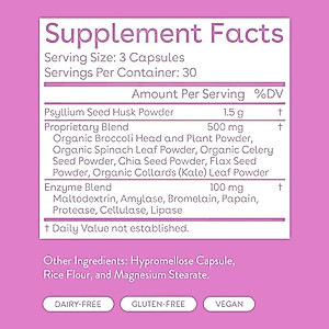 Love Wellness Sparkle Fiber Supplement for Digestive Health | Psyllium Husk Powder | Supports Regularity & Weight Management | Beauty Pills for Bloating Relief with Digestive Enzymes | 90 Capsules