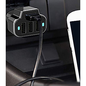 Aduro 4 Port Car Charger USB Adapter, 12V Fast Car Charger USB Adapter Power Station 5.2A/26W Output (Black)