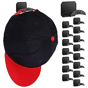 joyliveCY 16 Pack Hat Racks for Baseball Caps, Fashion Self-Adhesive Hat Hooks for Boys Girls Room Decor, Hat Hanger for Boys Room Decor, Hat Display for Home Decor (Black)