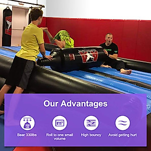 ibigbean Inflatable Tumbling Track for Gymnastics & Cheerleading - Blue Surface Purple Side(50ft)