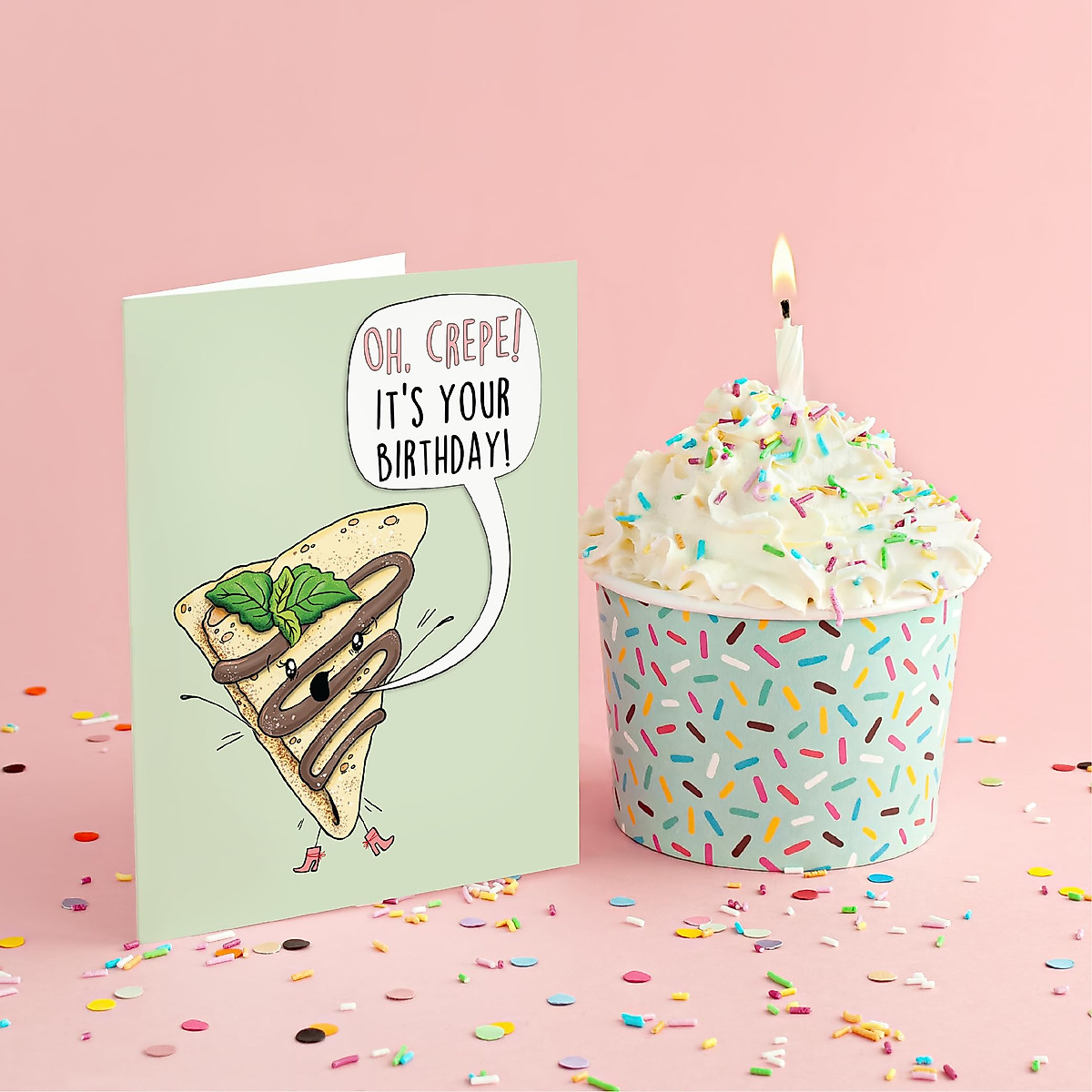 The Letter Bee - Crepe Birthday Card, Food Pun Birthday Card, Funny Birthday Card, Funny Brithday Card for Friends, Happy Birthday Card from Him or Her, Crepe Card, Funny Greeting Card (Crepe)