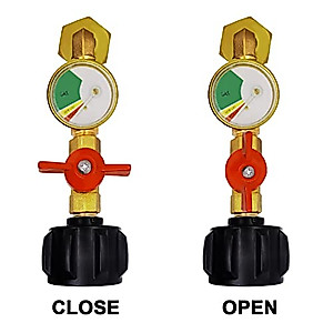 GardenNow QCC1 Propane Refill Elbow Adapter with Propane Tank Gauge 90 Degree Propane Refill Pressure Adapter with ON/Off Control Valve for Camping Grill 1LB Bottle Refilled Gas from 5~40 LBS Cylinder