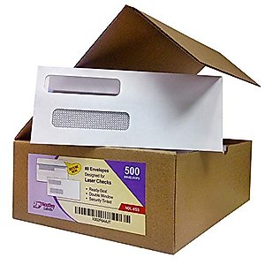NextDayLabels - Box of 500# 8 Self Seal Double Window Security Check Envelopes