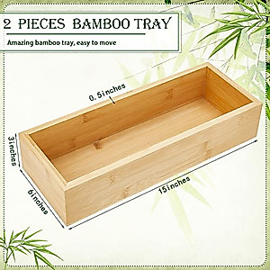 2 Pcs Bamboo Bathroom Tray Toilet Paper Storage Toilet Tank Tray Toilet Tissue Holder Organizer Box Basket with Silicone Slip Resistant at 4 Corners for Toilet Tank Bathroom Kitchen Counter