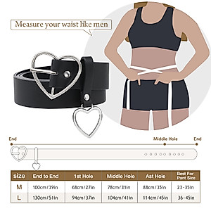 AWAYTR Women Leather Punk Waist Belt - Black PU Leather Body Adjustable Ladies Belts with Heart Buckle for girls (Heart-shaped Buckle)