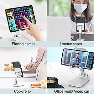ChashenHa-Cell Phone Stand，Desktop Phone Stand ，Portable Folding Phone Stand, Foldable and Angle-Adjustable Height-elevating Holder, Suitable for All Smartphones and iPhones，（White）-2