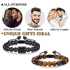 Zodiac Taurus Gifts Bracelets for Men Women, Mens Taurus Gifts Natural Tiger Eye & Matte Agate Stone Zodiac Beaded Bracelets Constellation Horoscope Jewelry Taurus Gifts Bracelets for Men Women