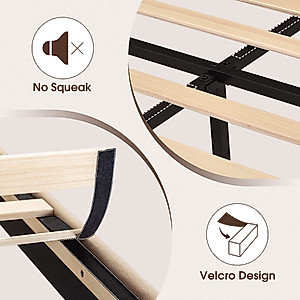WEEWAY Queen Bed Frame Platform Bed with Linen Fabric Upholstered Headboard and Wooden Slats Support, Heavy Duty Mattress Foundation, No Box Spring Needed, Easy Assembly, Beige