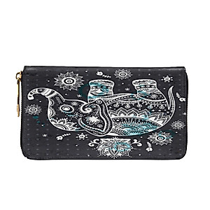 Zonking Leather Girl Zipper Wallets Elephant Clutch Coin Card Phone Purse for Women