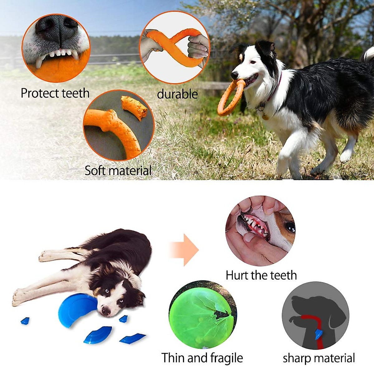 LaRoo Dog Toys for Large Dogs,Floatable Dog Flying Discs,3 Sizes Interactive Dog Ring Tug Toy, Funny Dog Teething Toys for Catch, Fetch