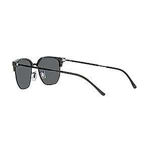 Ray-Ban RB4416 New Clubmaster Square Sunglasses, Green on Black/Dark Grey, 53 mm